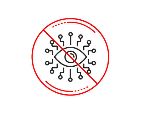 No or stop sign. Artificial intelligence line icon. All-seeing eye sign ...