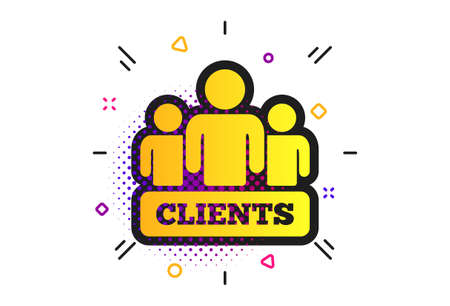 Clients sign icon. Halftone dots pattern. Group of people symbol ...