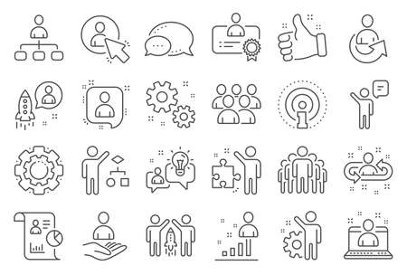Management line icons. Set of Business audit, Startup strategy and ...