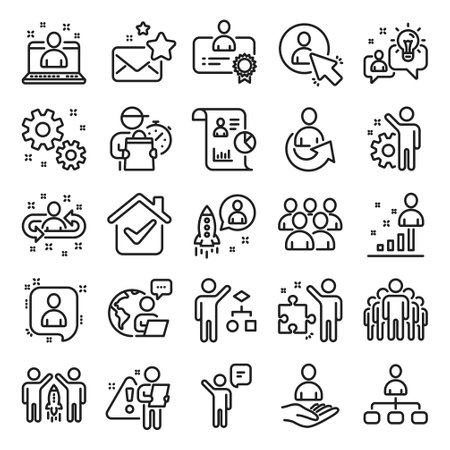 Management line icons. Set of Business audit, Startup strategy and ...
