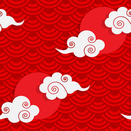 Seamless pattern vector illustration of moon or sun and cloud on ...