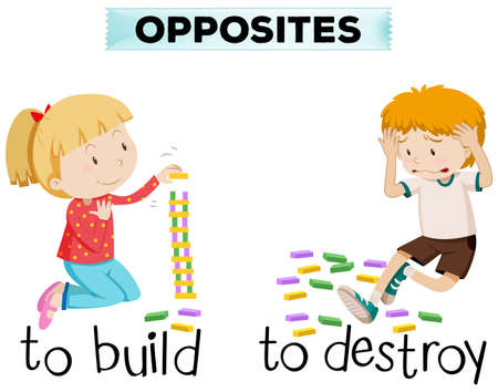 Vector of Opposite words for build and - ID:1-70593201 - Royalty Free ...