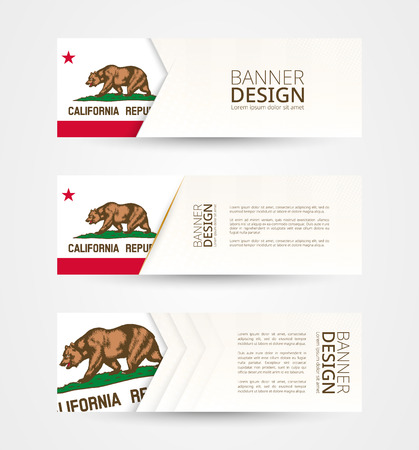Set of three horizontal banners with US state flag of California. Web ...