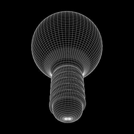 Lamp bulb consisting of lines and polygons. Business idea. Wireframe ...