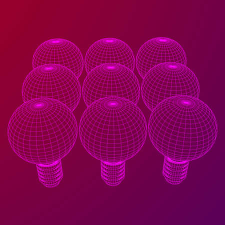 Lamp bulb consisting of lines and polygons. Business idea. Wireframe ...