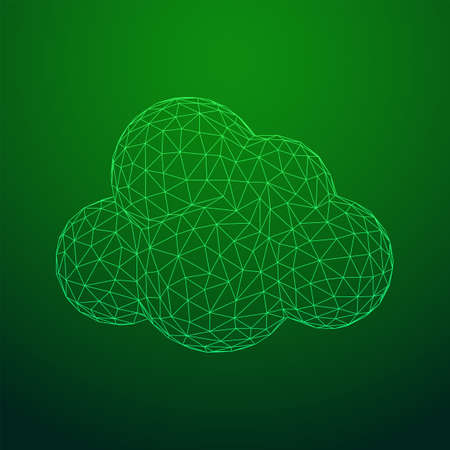 Concept of cloud computing service technology. Wireframe low poly mesh ...
