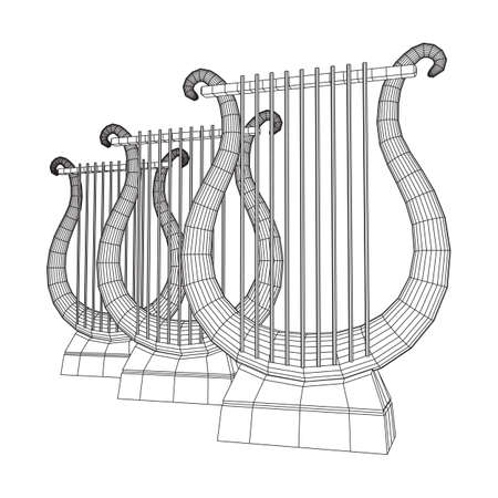 Ancient lyre or harp musical instrument. Music concept. Wireframe low ...