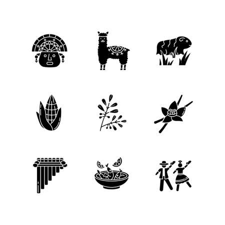 Vector of Peru black glyph icons set on - ID:1-143159355 - Royalty Free ...