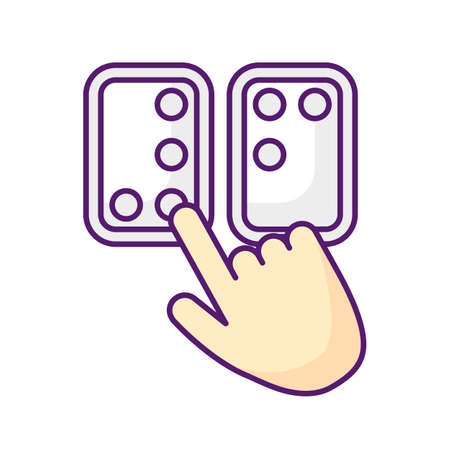 Braille directions RGB color icon. Tactile reading system for blind ...