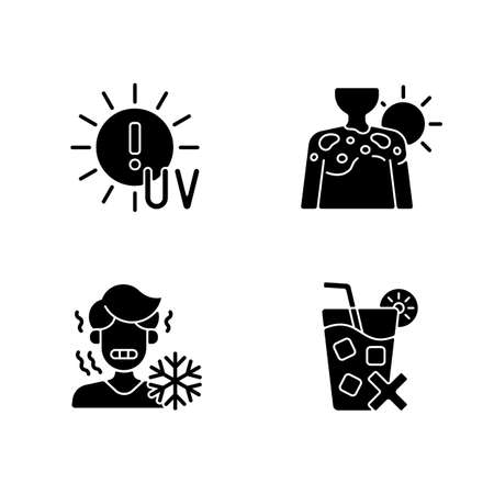 Vector of Sunburn risk black glyph icons - ID:1-170393344 - Royalty ...
