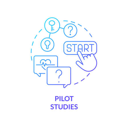 Pilot studies blue gradient concept icon. small experiment results ...