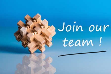 Job recruiting advertisement represented by JOIN OUR TEAM texts on blue ...