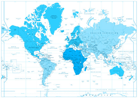 Vector of World Map with continents in - ID:1-113955337 - Royalty Free ...