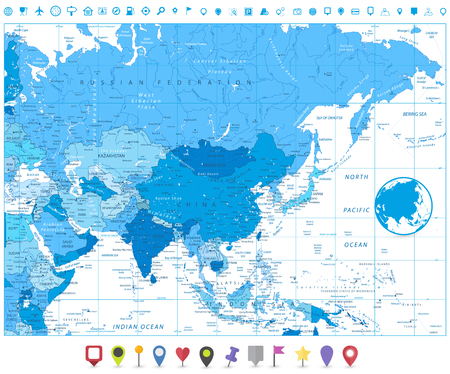 Vector of Asia political map in colors - ID:113963981 - Royalty Free ...
