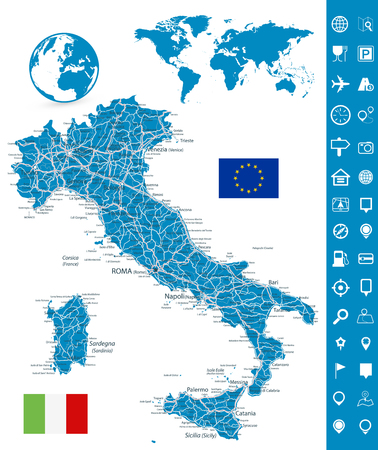 Vector of Italy Road Map and Map - ID:122813935 - Royalty Free Image ...