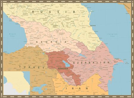 Vector of Caucasus Political Map Vintage - ID:1-145745817 - Royalty ...
