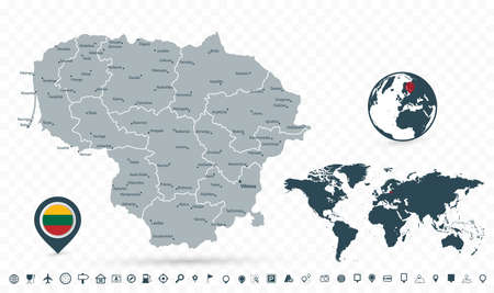Vector of Lithuania Map and World Map - ID:1-188234345 - Royalty Free ...