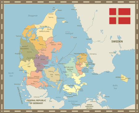 Vector of Denmark retro color map - - ID:1-194976294 - Royalty Free ...