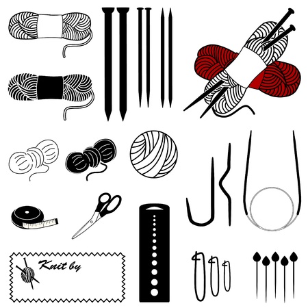 Vector of Knitting Icons. Tools and - ID:11553629 - Royalty Free Image ...