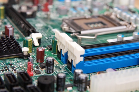 closeup of electronic circuit board in computer - Stock Image - Everypixel