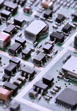 Close-up electronic chip with low depth of field - Stock Image - Everypixel