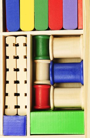A colorful wood craft set background, full frame - Stock Image - Everypixel