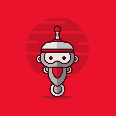 Santa robot christmas cute character emotion emoticon logo design ...