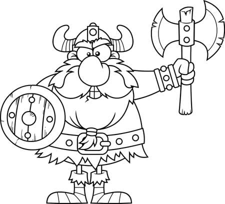 Vector of Outlined Angry Viking Cartoon - ID:1-166209838 - Royalty Free ...