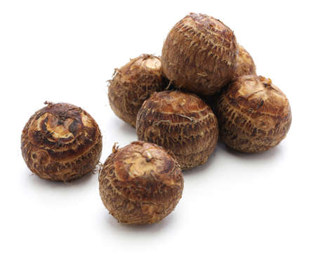 Satoimo, small japanese taro potatoes on white backgroundの写真素材 ...