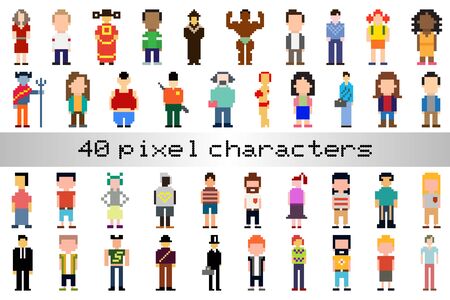 Vector of Collection of Pixel Characters - ID:149966120 - Royalty Free ...