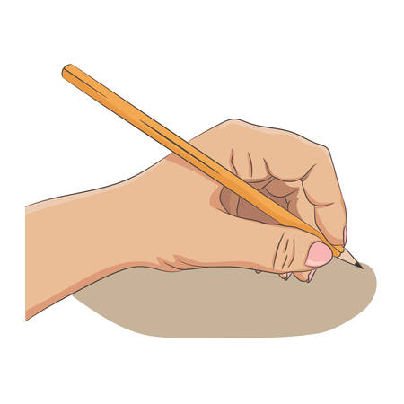 Left-hander writing or drawing something. Lefty person concept. A ...
