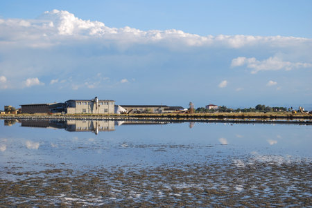 Scenic saltern and water reflections, Cervia, Ravenna, Italyの写真素材 ...