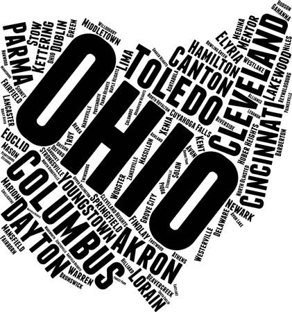 Ohio Word Map Word Cloud Typography Conceptのイラスト素材 [40105441738] - イメージマート