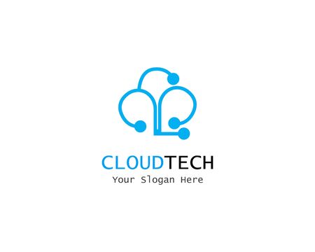 Cloud Digital technology line logo template vector - Stock Image ...