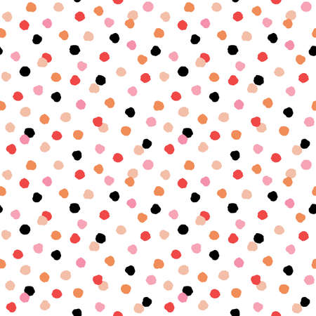 Cute seamless modern geometric pattern with confetti polka dots in red ...
