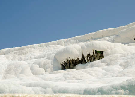 Magnificent white hills of Pamukkale, Turkey. Snow mountains, salt ...
