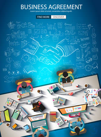 Business Agreement Brochure template with hand drawn sketches and a lot ...