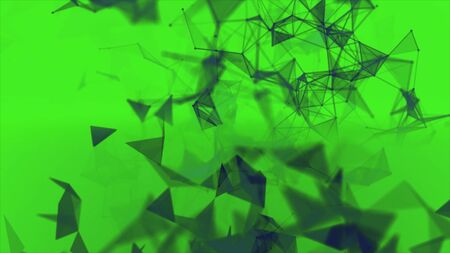 Dark grey cloud of triangle shapes moving chaotically on green ...