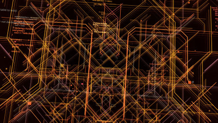Electronic circuit lines. Motion. Animation of three-dimensional moving ...