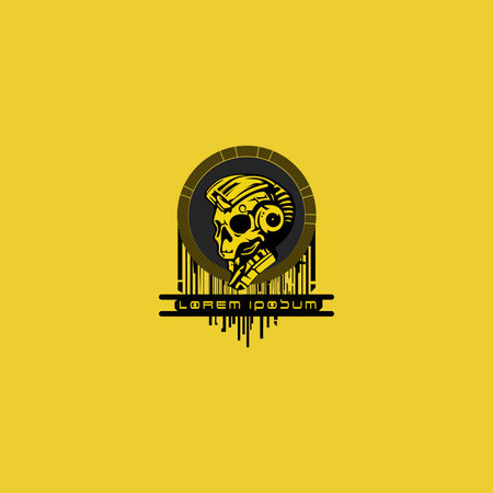 This striking cyberpunk logo in bold yellow exudes energy and modernity ...