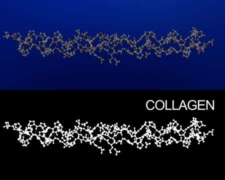 Collagen crystal structure molecule 3D rendering. Alpha channel added ...