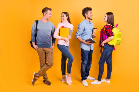 Full length body size view of nice-looking attractive lovely friendly ...