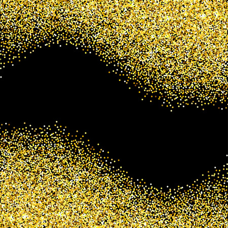 Gold glitter texture borders over black background. Abstract golden ...