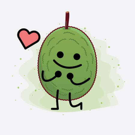 Vector Illustration of Jackfruit Character with cute face, simple hands ...