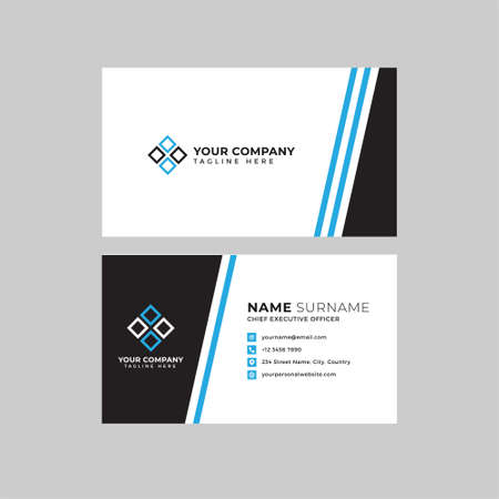 Professional two sided business card vector template with logo place ...