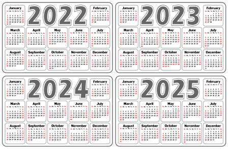 A calendar template for a year 2022 - 2025.:: tasmeemME.com