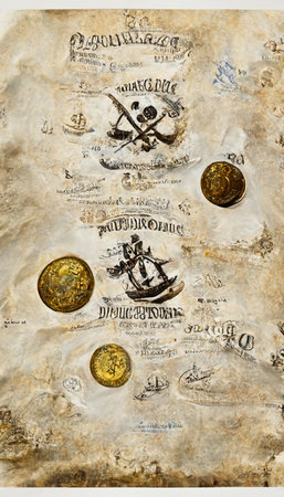 Photo of Pirate doubloons on an old - ID:1-200414050 - Royalty Free ...