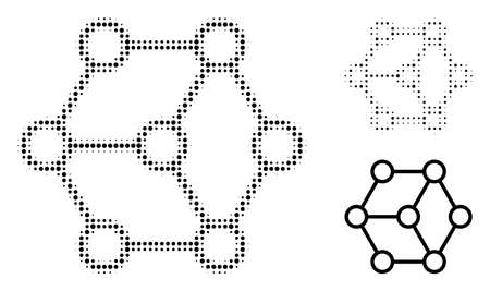 Blockchain nodes halftone dotted icon. Halftone pattern contains circle ...