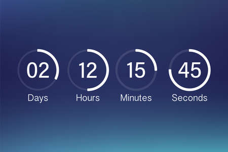 Vector countdown clock counter timer. UI app digital count down circle ...