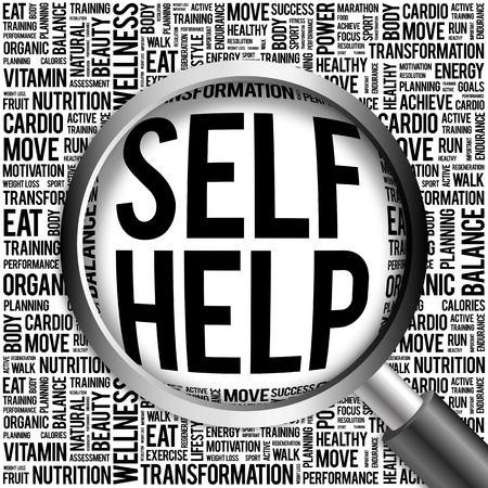 Self Help word cloud with magnifying glass, health concept - Stock ...